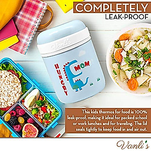 Vanli's Thermos Food Jar - Insulated Food Jar Container w/ Lid for Kids, Stainless Steel, Double-Walled, Wide Mouth Soup Thermos for Hot Drinks, Lunch Containers for Hot Food & Cold Food - 10 oz, Blue