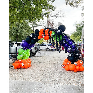 Halloween Party Balloons Decorations, 12Inch 60Pcs Black Orange Purple Green Confetti Balloons for Kids Halloween Birthday Party Decoration