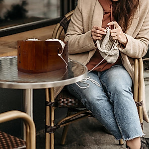 VPF Large Yarn Bowl,Knitting Yarn Bowl Portable, Wood Yarn Bowl Holder Swirl Design,Wool Yarn Storage Crochet Bowl Organizer for DIY Knitting Crocheting