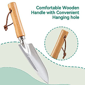 Grenebo Stainless Steel Garden Tools,3 Pieces Gardening Tools with Wood Handle,Rust-Proof Gardening Kit Garden Shovel Garden Rake Garden Trowel,Ideal Gardening Gifts for Women