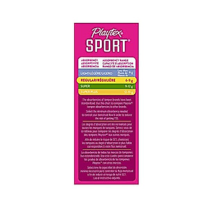 Playtex Sport Tampons, Regular Absorbency, Fragrance-Free - 18ct