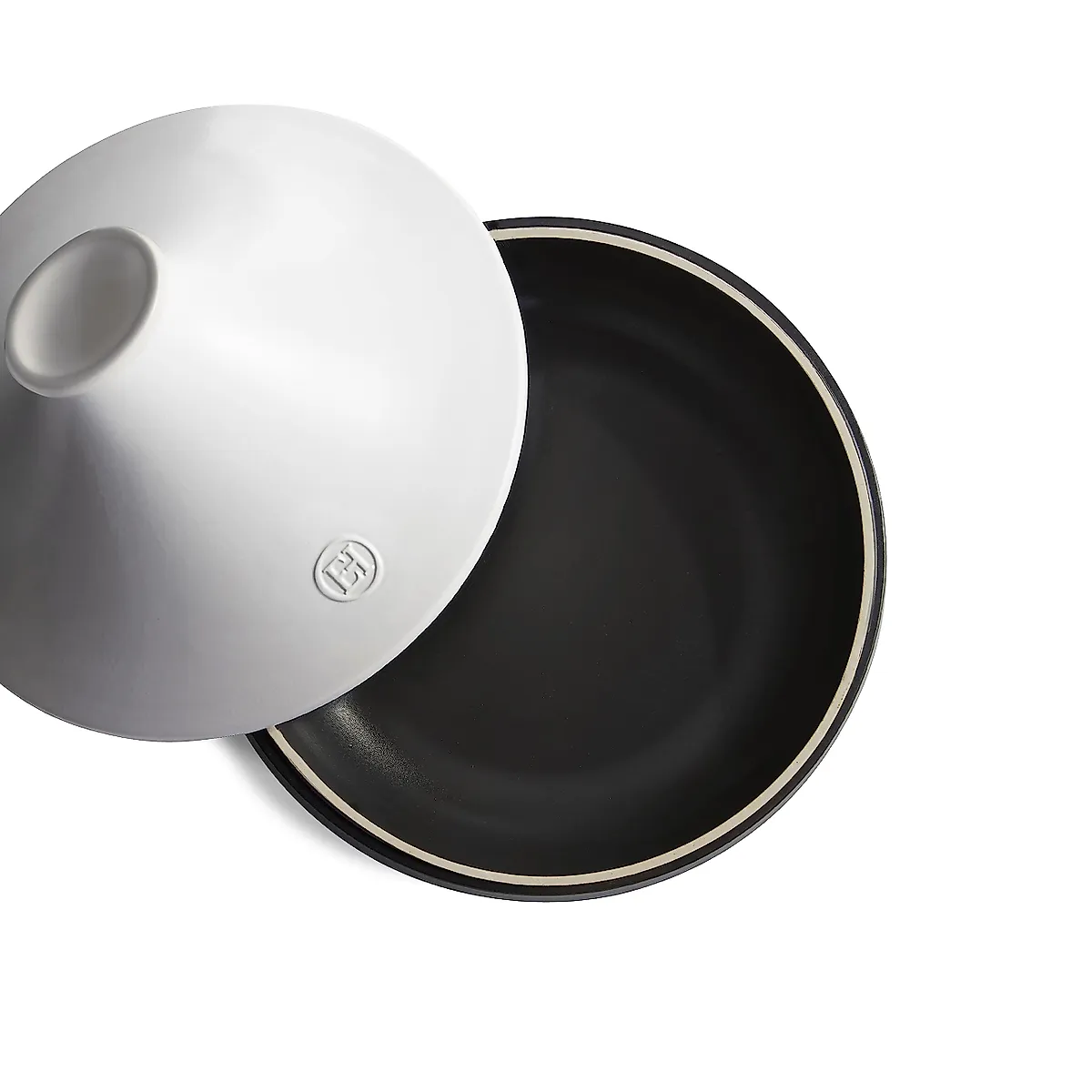 Emile Henry Delight Ceramic Quart Tagine, 2 Qt, Slate|White