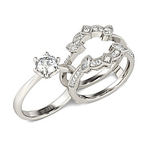 Jeulia 2.5ct vintage Ring Princess Round Cut Moissanite Vintage Antique Art Deco Flower Bezel Engagement Ring Wedding Bridal Set Classic Halo Promise Anniversary Brilliant with Jewelry Gift Box (7)