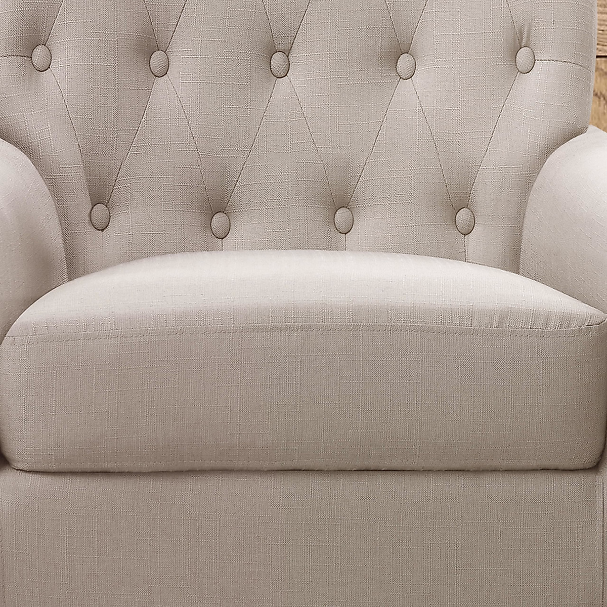 Rosevera Rylee 30”Accent Fabric Upholstered Arm Tufted Comfy for Reading in Bedroom,Living Room, Sofa Chair,Armchair for Small Space,Wood Legs, Standard, Beige