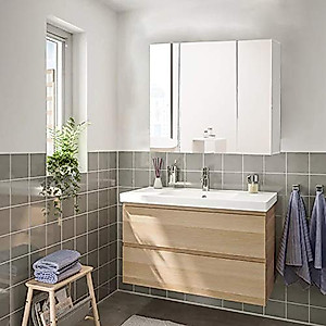 Medicine Cabinet Bathroom Mirror Cabinet with 3 Door 27.6 x 24 Inch Bathroom Wall Cabinet with Mirror Wall Mirror Storage Shelf with 3-Adjustable Shelves Storage Organizer Kitchen Cupboard White