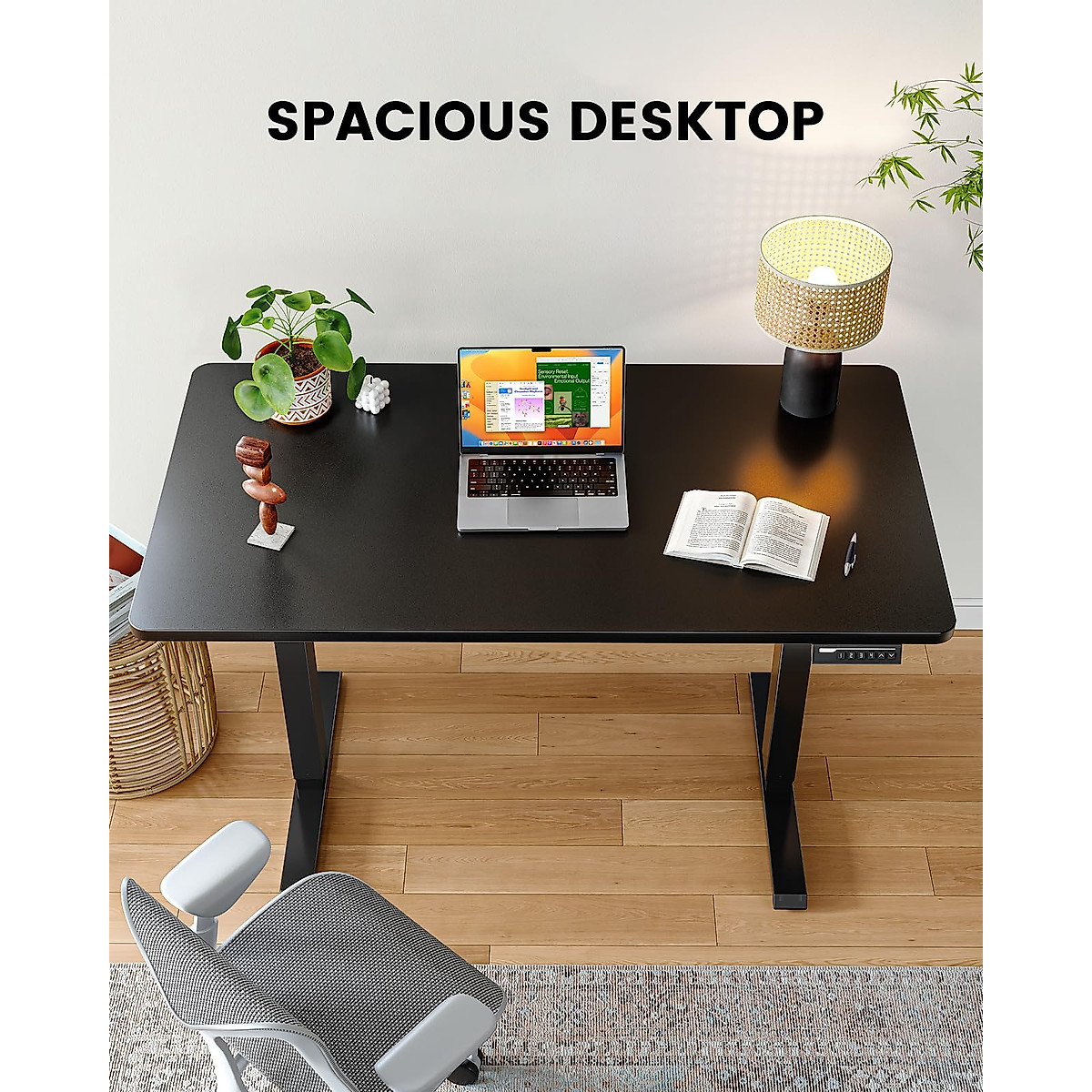 ErGear Whole Piece Standing Desk, 40x24 inch Adjustable Stand Up Desk with Cable Management Tray, Electric Computer Desk Workstation for Home Office, Black, EGESD63B