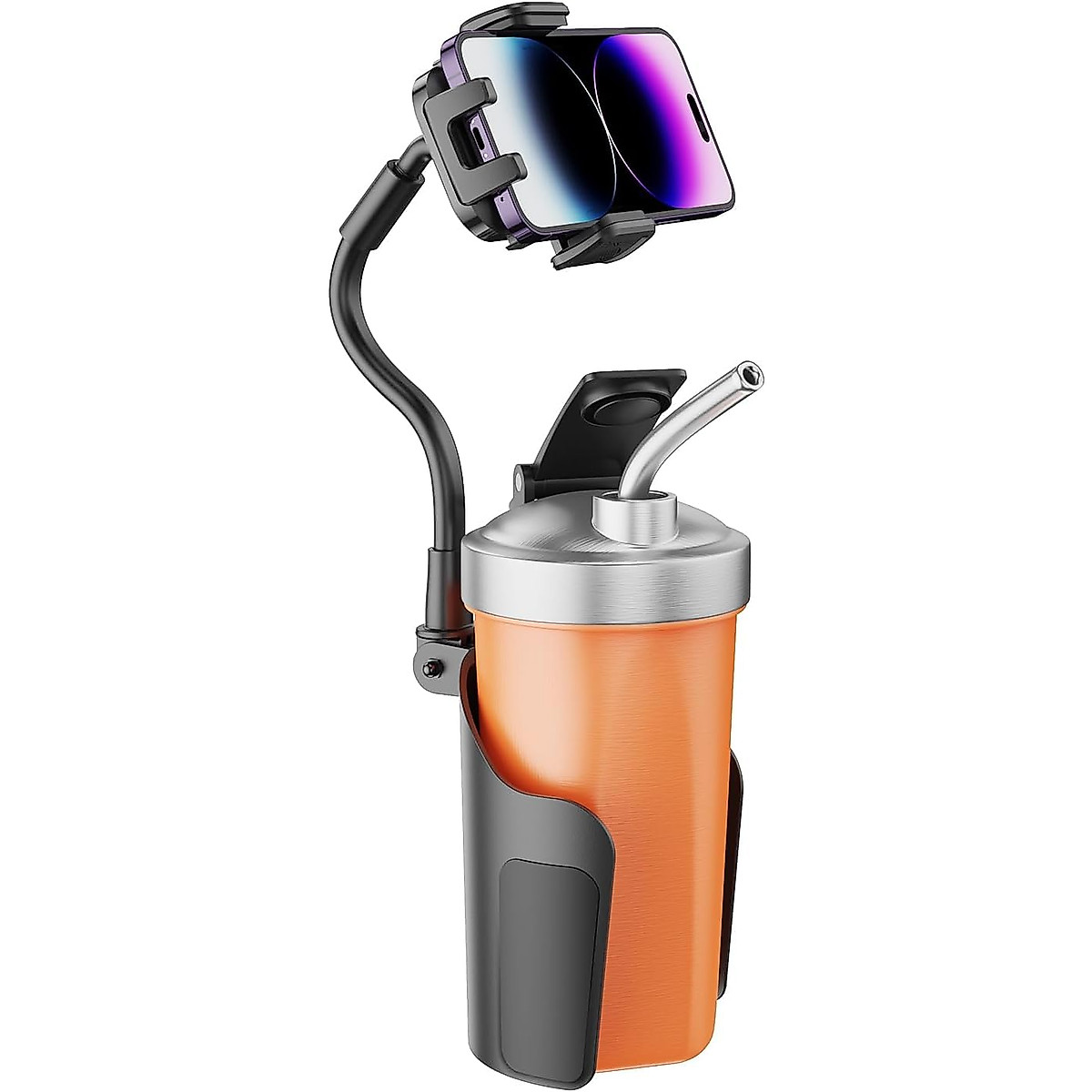 toocki Cup Holder Phone Mount for Car, Universal 360° Adjustable Gooseneck Cell Phone Cup Holder Expander for Medium-Sized Vehicles Truck Compatible with iPhone Samsung & All Smartphones