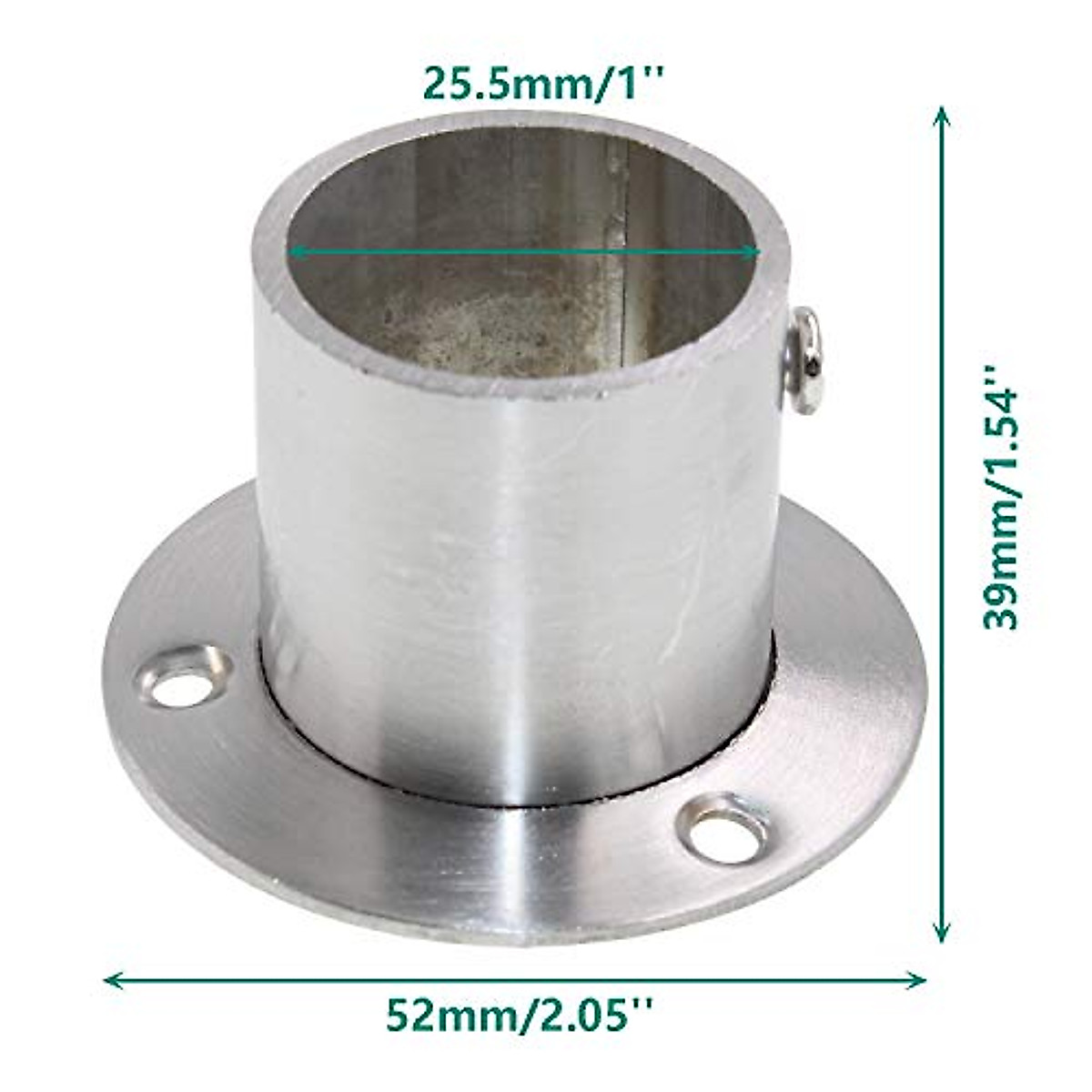 Stainless Steel Closet Rod Holder,ULIFESTAR Shower Curtain Rod Tension Rod Sockets Rod Flange Shelf Brackets,Heavy Duty Metal Shower Wardrobe Pole Holder Support,Brushed Finish 2 PCS (25mm/1'')