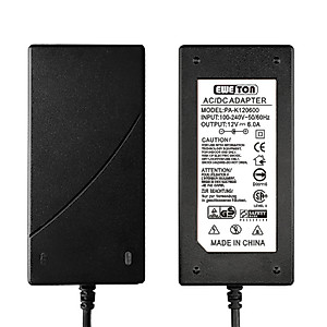 EWETON Power Adapter 12V 6A 72W 3-Pin Plug 100V-240V AC to DC 2.1x5.5mm w/ 8-Way Power Splitter Cable & DC Power Jack Connector Power Supply for CCTV Security Camera DVR, LED Strip Lights