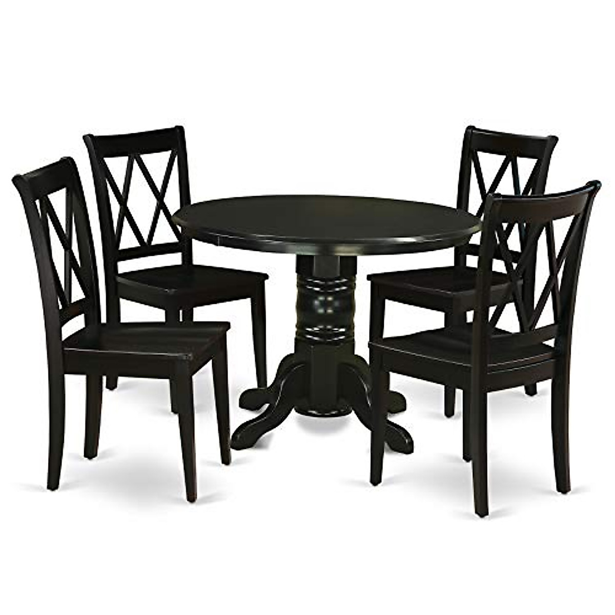 East West Furniture SHCL5-BLK-W Dining Table Set, 5-Piece