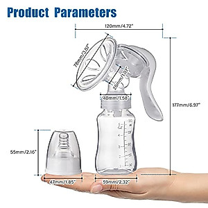 Elfzone Manual Breast Pump, Adjustable Suction Silicone Hand Pump Breastfeeding, Small Portable Manual Breast Milk Catcher Baby Feeding Pumps & Accessories, White, Mothers Day Gifts