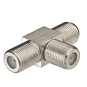 wlaniot F Type Splitter 3 Way F-Type Female to 2 Female Coaxial Connector Adapter T-Shape for TV Video VCR Antenna TV Cable Satellite Tuner Antenna 2pcs