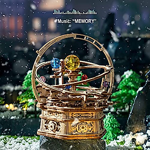 ROKR 3D Wooden Puzzles for Adults Mechanical Music Box-Starry Night, DIY Rotating Music Box Model Building Kits for Teens, DIY Crafts/Hobbies/Gifts Desk Decor for Boys Ages 14+ (Starry Night)