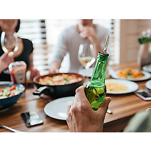 Trovety Liquor Bottle Dispenser Spouts – Classic Speed Pours for Alcohol, Olive Oil and Shave Ice Syrup – Rustproof Stainless Steel with Tapered Pouring Funnels and Dust Caps (2 Pack)