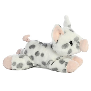 Aurora® Adorable Mini Flopsie™ Spotted Piglet Stuffed Animal - Playful Ease - Timeless Companions - White 8 Inches