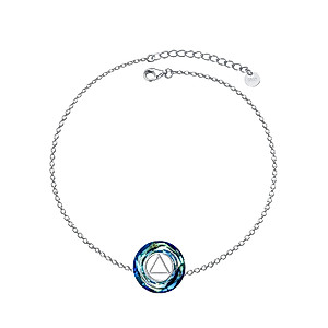 LEECCI Sobriety Gift 925 Sterling Silver Alcoholics Anonymous Crystal Bracelet AA Recovery Symbol Sobriety Alcoholics Anonymous Crystal Gifts for Women Men