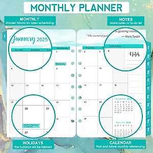 2024-2025 Planner Refills - Planner Refills, JUL 2024 - JUN 2025, A5 Planner Inserts, 5.5 x 8.5 inch, 7 Holes, 2024-2025 Weekly & Monthly Planner Refills, A5 Planner Refills - Green