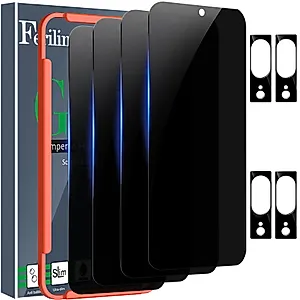Ferilinso 4 Pack Privacy Screen Protector for Google Pixel 8 with 4 Pack Tempered Glass Camera Lens Protector Accessories Phone Case Friendly Protector de Pantalla for Google Pixel 8