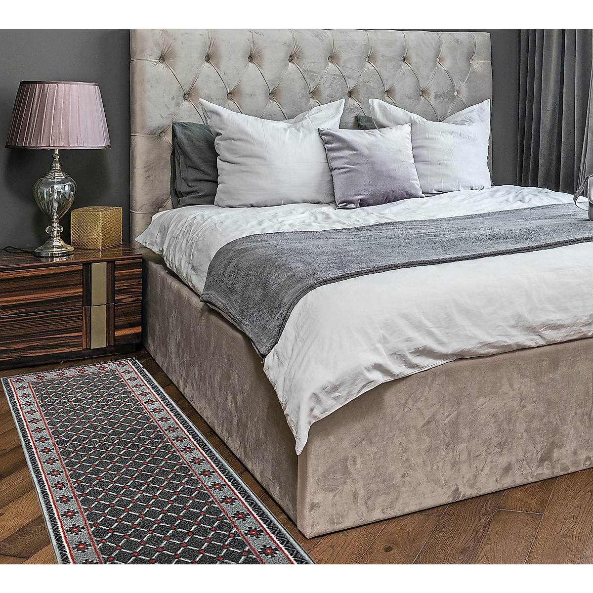 Gloria Kitchen Mat Low Profile Non Slip Skid Resistant Thin Kitchen Runner Rugs (2x7, 1992-Gray)