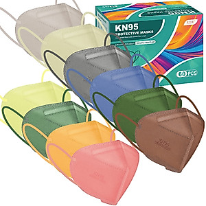 XDX KN95 Face Masks, 60PCS Individually Wrapped KN95 Pink Masks for Adults, 5 Layer Breathable Masks Disposable with Designs, Filter Efficiency ≥95%, Dusty Rose