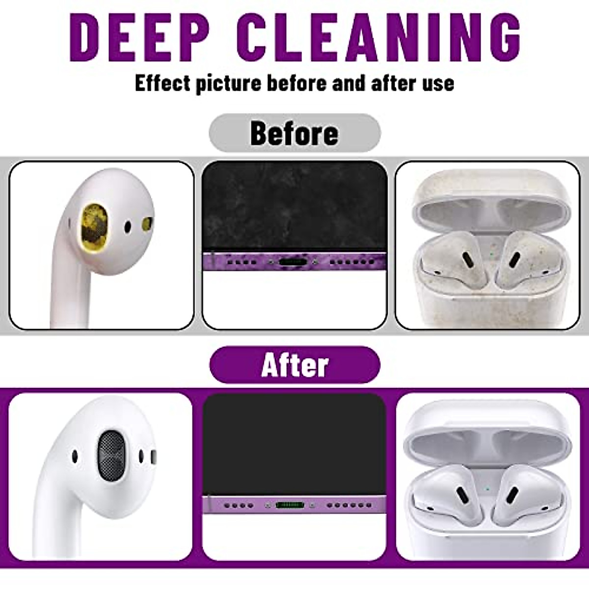 Midukit Cleaner Kit for Airpod, Cleaning Kit compatible with Airpods, Earbud Cleaning Putty, fits Earbud Phone Ear Wax Dirt, Cleaner Putty with Microfiber Cleaning Cloth & Brushes, Earbud Cleaning Kit