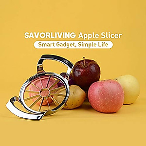 SAVORLIVING Apple Slicer, Upgraded Version 12 Slices Extra Large Apple Cutter, Stainless Steel Ultra-Sharp Apple Slicer and Corer, Pitter, Apple Divider Up to 4 Inches Fruit (Upgraded)