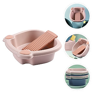 Toddmomy Laundry Basin 1set Washing Wash Hand for Laundry Dormitory Washboard Daily Delicate Scrubbing Board: Basin Clothing Home and Small Tub Clothes Board Portable Laundry Board