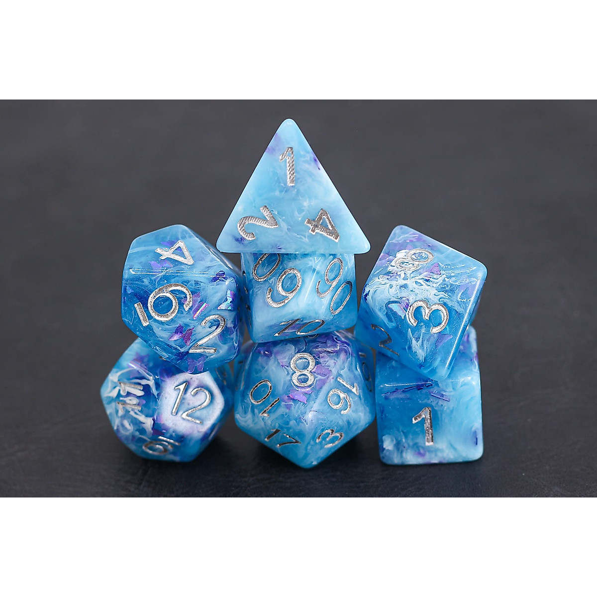 3DEGOS Blue Butterfly DND Dice Set for Dungeons and Dragons Gifts, D&D, D and D, Pathfinder, Accessories, D20, Polyhedral, Resin Dice, Metal, Dice Tray, Tower, Bag, Box