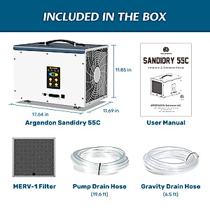 ARGENDON Commercial Dehumidifiers with Pump and Drain Hose for Crawlspace, Basement, 120 PPD Energy Star Crawl Space Dehumidifier for Large Spaces, Garage, Whole Home, Job Sites, Auto Defrost