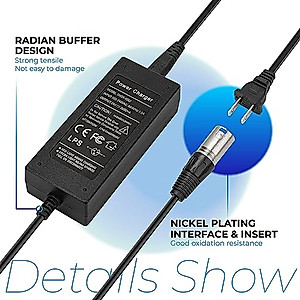 ANTOBLE 24V 2A Scooter Charger Compatible with Pride Mobility Go-Go Elite Ezip Jazzy Power Chair XLR Electric Scooter Battery Charger for Pride Mobility Scooter Parts Power Supply Adapter Replacement