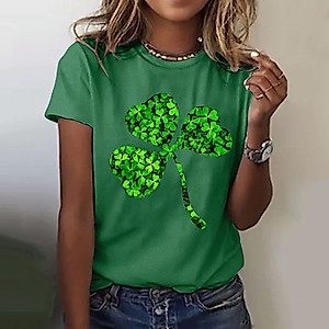 CGGMVCG St Patricks Day Shirt Women Women's Casual Top Shirts St. Patrick's Day Soft Leave St Patricks Day Womens Clothing, Green, L