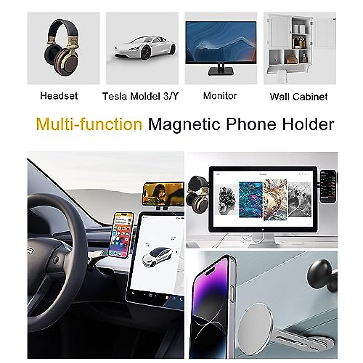 Jkoailiwi 180° Adjustable & Flip Continuity Camera Monitor Mount, Dual Screen Magnetic Phone Holder for Laptop, Slim MacBook Webcam Mount Compatible with MagSafe iPhone 15/14/13/12 & All Phones