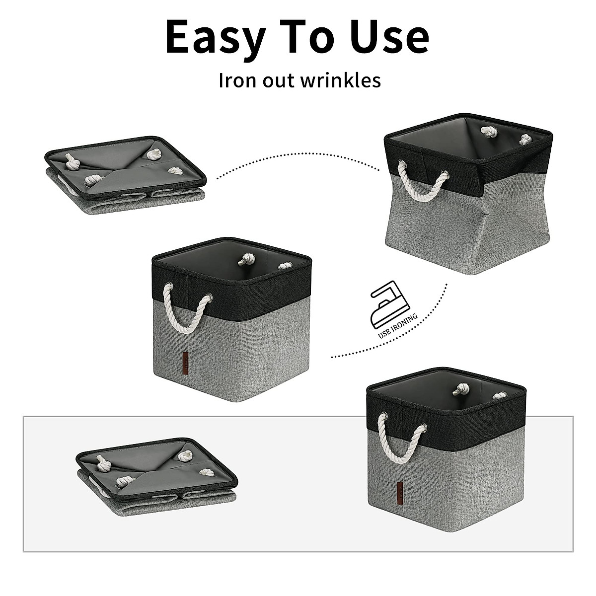 KITCSTI Storage Basket for Organizing, Large Fabric Foldable Organizer Bins with Handle for Shelves Toys Closet Clothes and Sundries, Cube