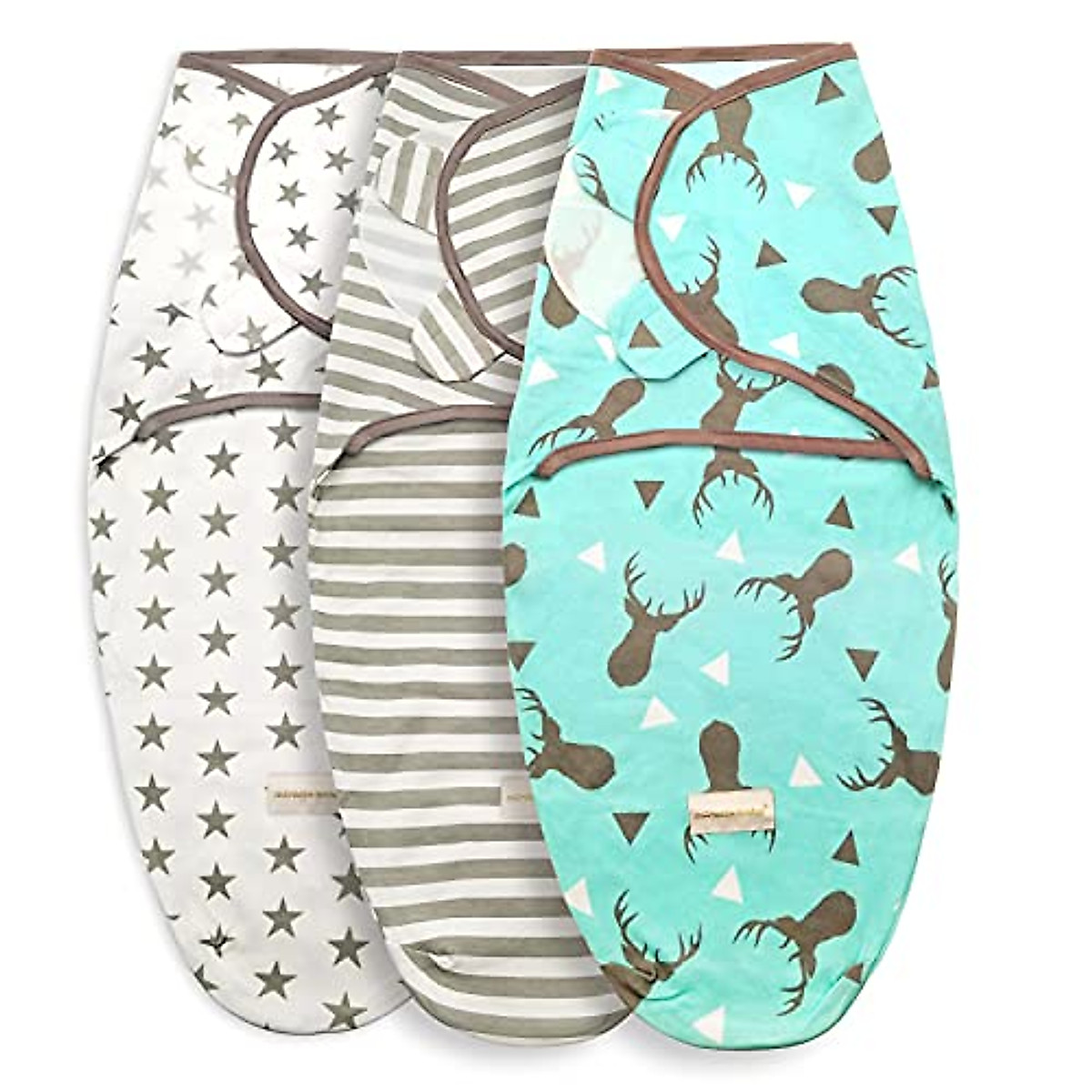 Swaddle Blanket Newborn Adjustable Sleep Sack Wrap,Soft Cotton,0-6 Months,3 Pack