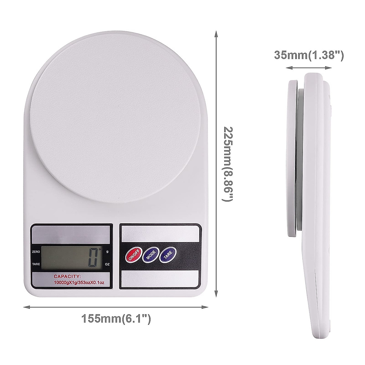 Kinstecks Digital Kitchen Scales 10KG Cooking Scales Portable Electronic Kitchen Scale with Tara Function for Home Office