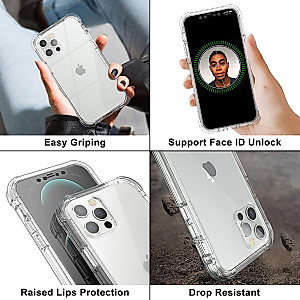SURITCH Clear Case for iPhone 12 Pro Max (Only) 6.7-inch, [Privacy Screen Protector] Full Body Protective Shockproof Bumper Rugged Phone Cover for iPhone 12 Pro Max -(Clear)
