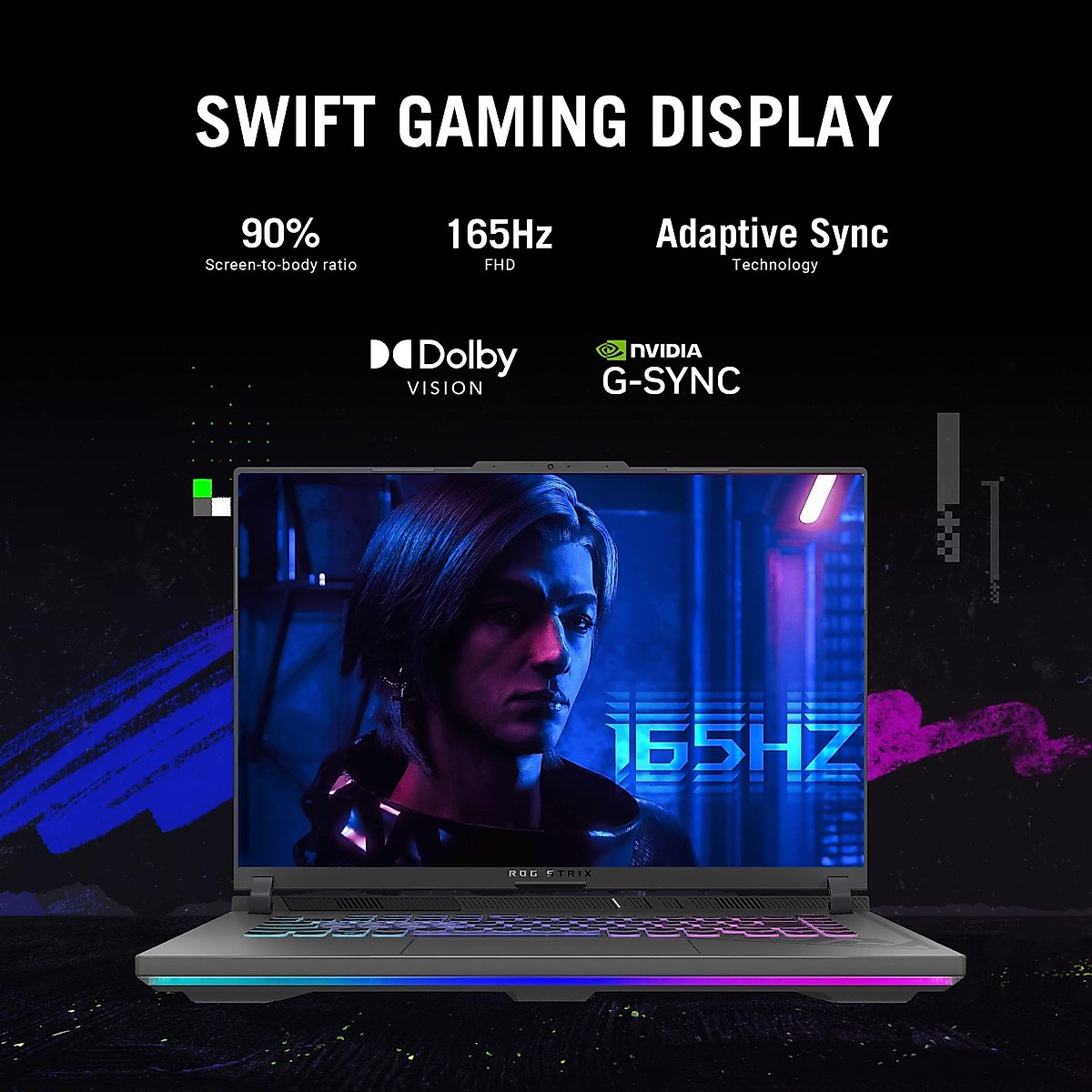 ASUS ROG Strix G16 Gaming Laptop 2023 Newest, 16" 165Hz Display, NVIDIA GeForce RTX 4060, Intel Core i7-13650HX Processor(14 core), 64GB DDR5 RAM, 2TB SSD, Backlight Keyboard, Wi-Fi 6, Windows 11 Home