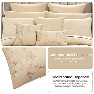 Stratford Park 13 Piece Gold Comforter Set, Cozy & Warm, King Size, Girls Bedding, All Season Bedding Set, Unique Pattern, Matching Decorative Pillows, Pillow Sham