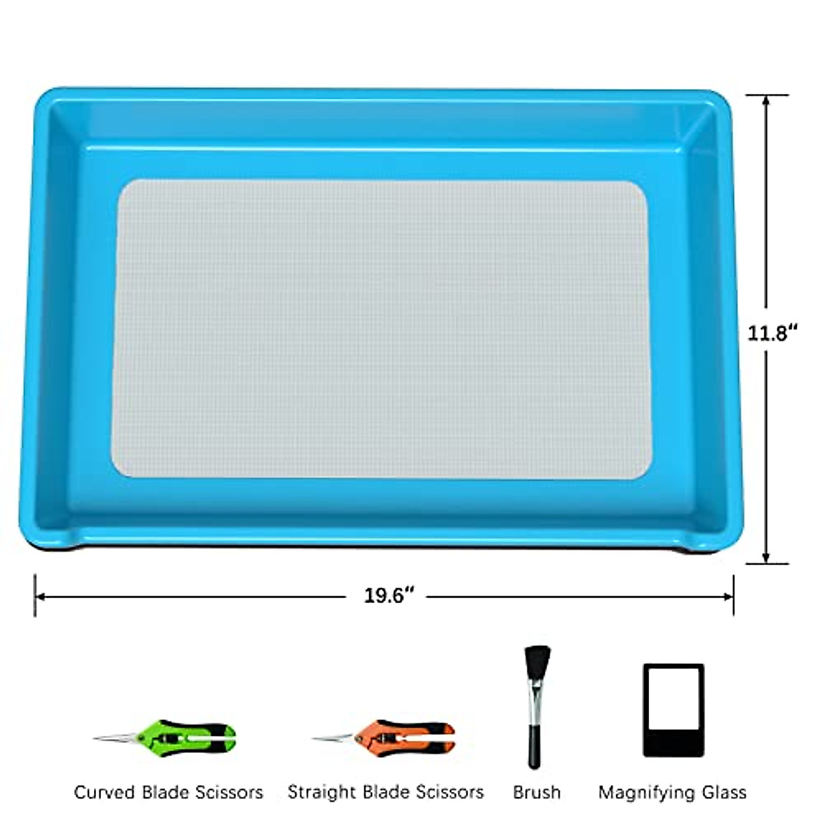 Naturehydro Tray - Heavy Pollen Bud Trimming Trays for Herbs Collecting, Sieve Sifter with 150 Mesh Screen Dry Sift Set (Blue)