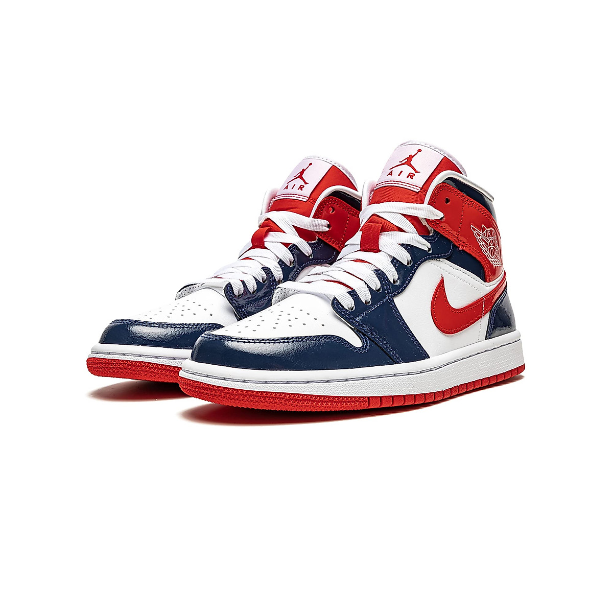 Jordan Womens WMNS Air 1 Mid DJ5984 400 Patent Leather Navy/White/Red - Size 7W