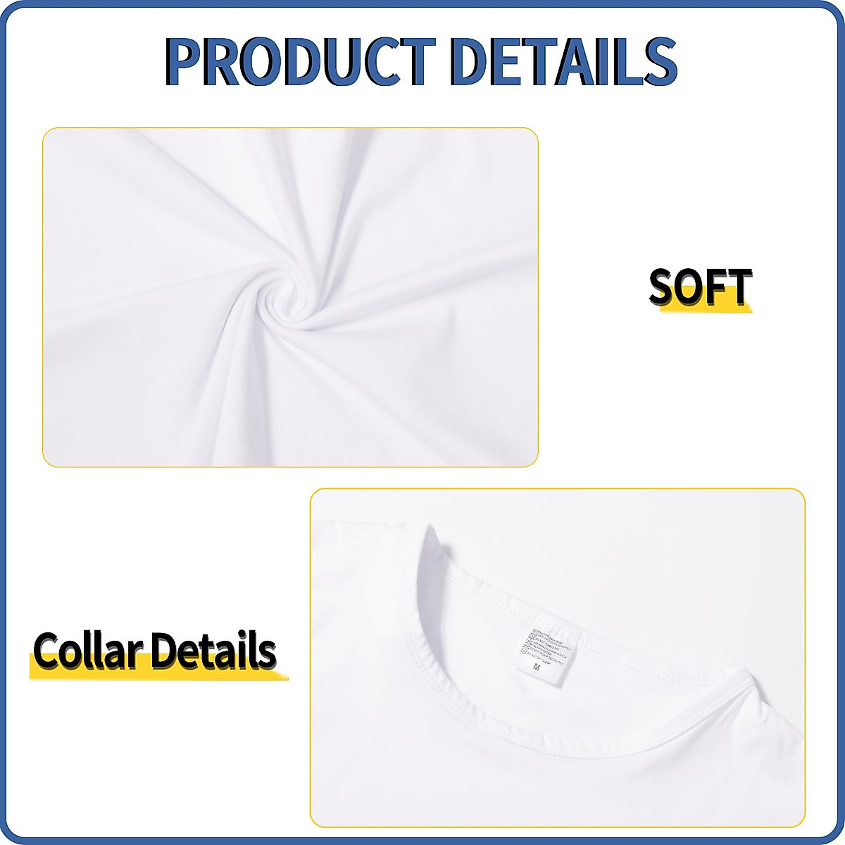 6 Pack Polyester Adult Tshirts for Sublimation White Blank Crew Neck Men Short Sleeve T-Shirt (5X_l)