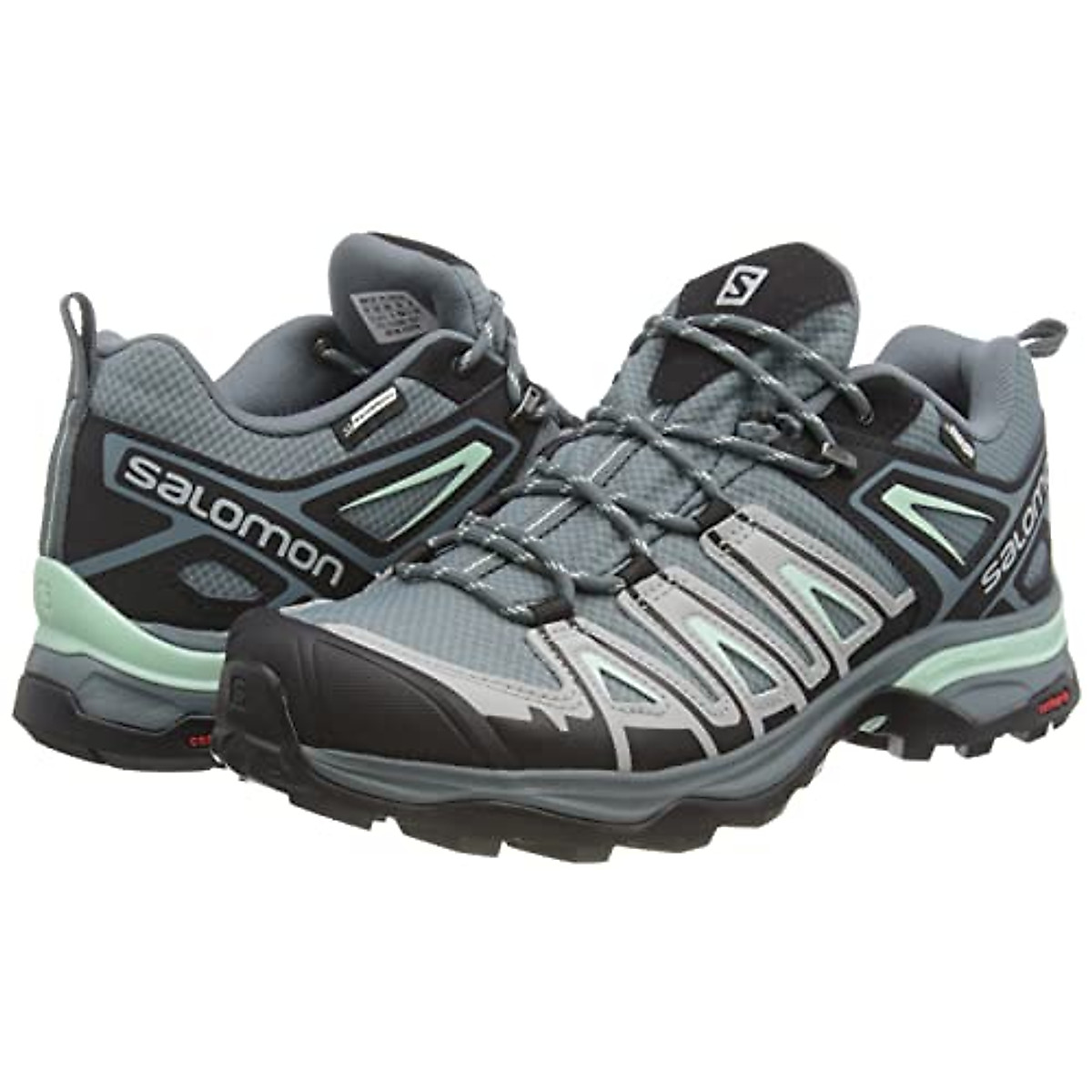 Salomon X Ultra Pioneer CLIMASALOMON Waterproof Hiking Shoes for Women, Stormy Weather/Alloy/Yucca, 7.5