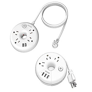 NTONPOWER Desktop Power Strip Bundle, 3 Outlets 3 USB Portable Power Strip with 15 inch Short Cord and 4 Outlets 2 USB with 10ft Long Extension Cord for Office, Home, Hotels, Dorm Room, Nightstand