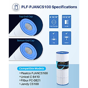 POOLPURE PLFPJANCS100 Pool Filter Replaces Jandy CS100, R0462200, PJANCS100, Ultral-B2, Porpoise PP-B2, Unicel C-8410, Filbur FC-0821, 1 Pack