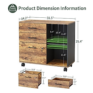 FEZIBO 63 Inch L Shaped Standing Desk & Mobile File Cabinet