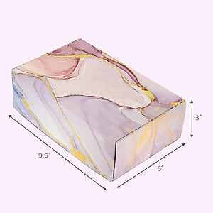 Luxurious Pink Marble & Glitter Gift Box Set (6 Pcs) - Includes 6 Boxes & 6 Cards - 9.5" X 6" X 3" - Perfect for Valentine's Day, Bridesmaid Proposals, Weddings, Baby Showers, Christmas, Anniversaries (Pink)