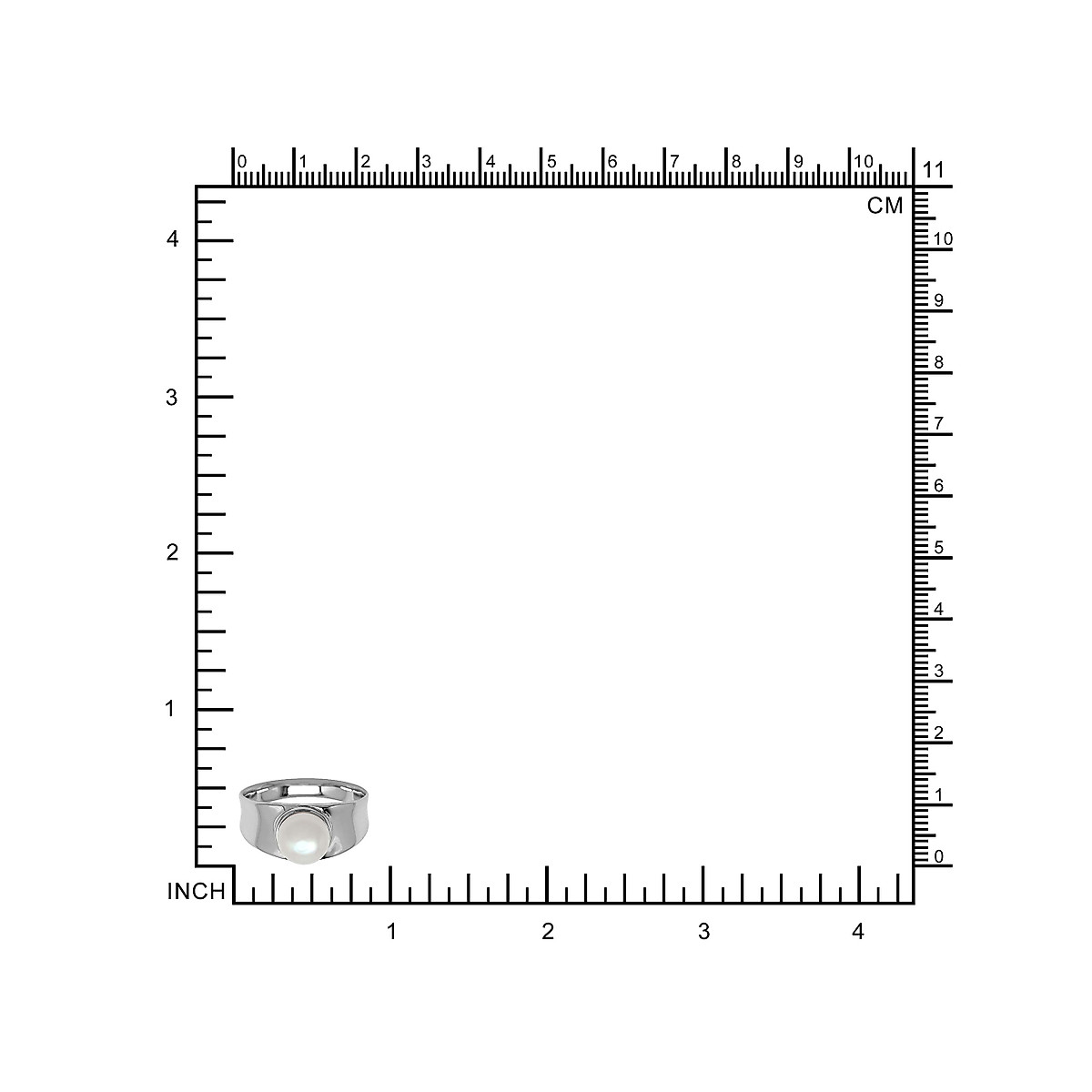 Silvershake 8MM White Cultured Freshwater Pearl 925 Sterling Silver Band Ring Size 8