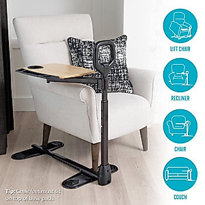 Able Life Able Tray Table, Adjustable Bamboo Swivel TV and Laptop Table with Ergonomic Stand Assist Safety Handle, Independent Living Aid