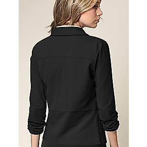 LL WSK2324 Women 3/4 Sleeve Blazer Open Front Cardigan Jacket Work Office Blazer L Black