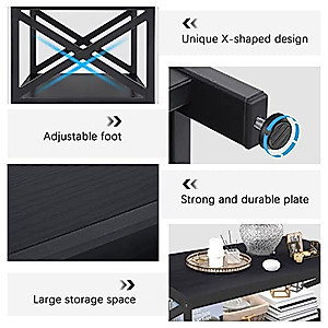 Bigbiglife Living Room Table Set of 3, Industrial X-Design Coffee Table with 2 End Side Tables, Modern 3 Pieces Coffee Table Set with Metal Frame for Apartment Home Office, Easy to Assemble, Black